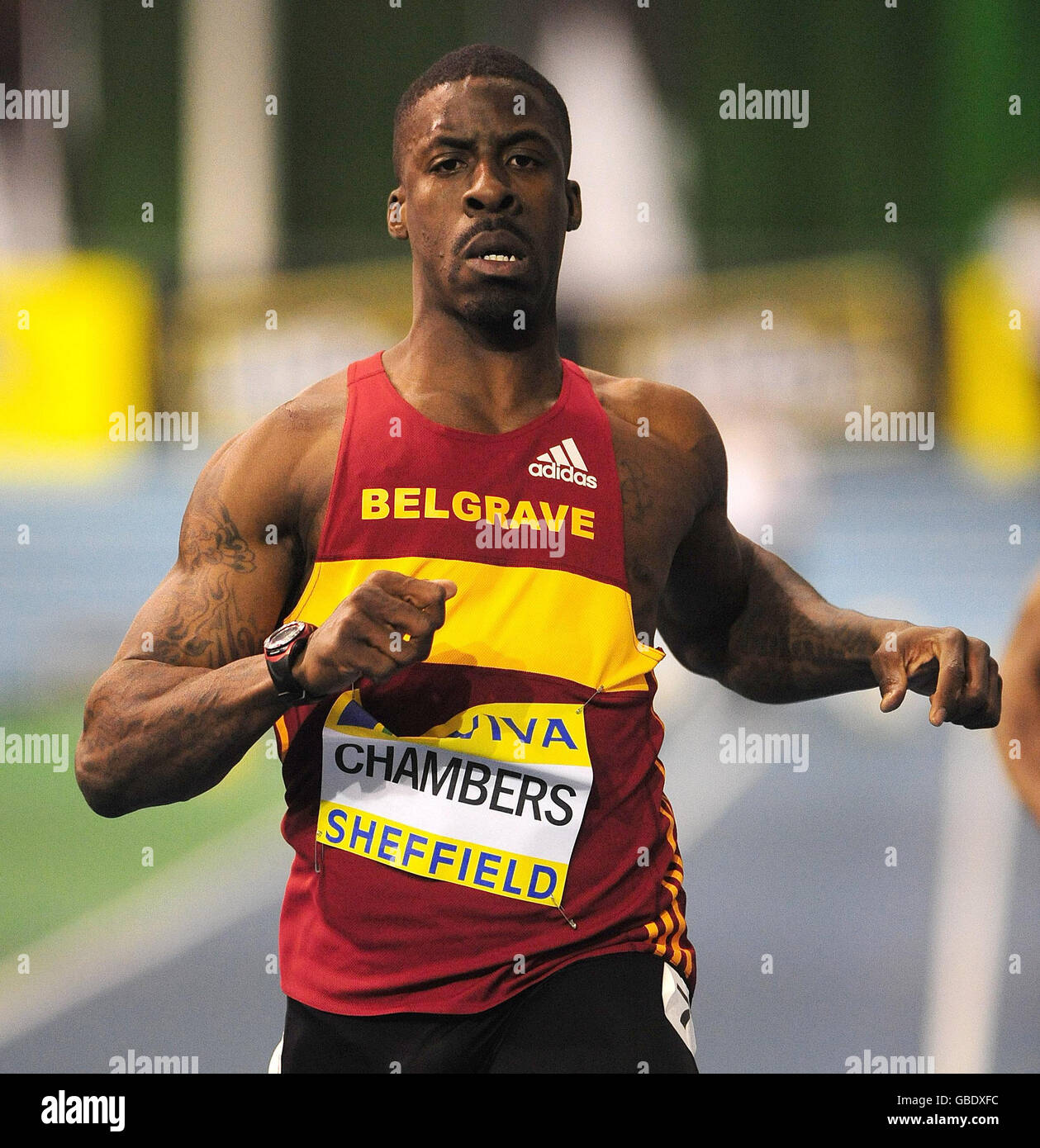 Dwain Chambers in action in the Mens 60m heats during Aviva European ...