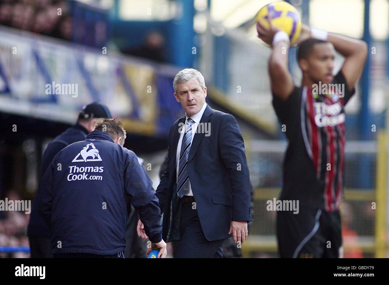 Manchester City manager Mark Hughes looks on from the touchline as ...