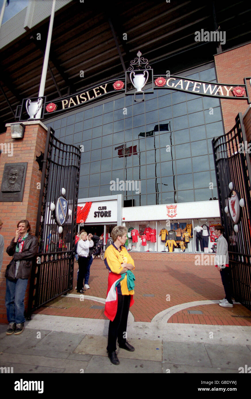 The Paisley Gateway at Anfield, home of Liverpool, commemorating former ...