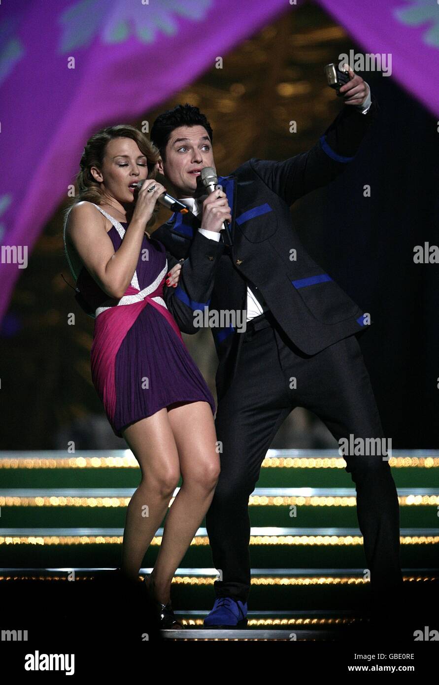 BRIT Awards 2009 - Show - London. Kylie Minogue and Mathew Horne ...