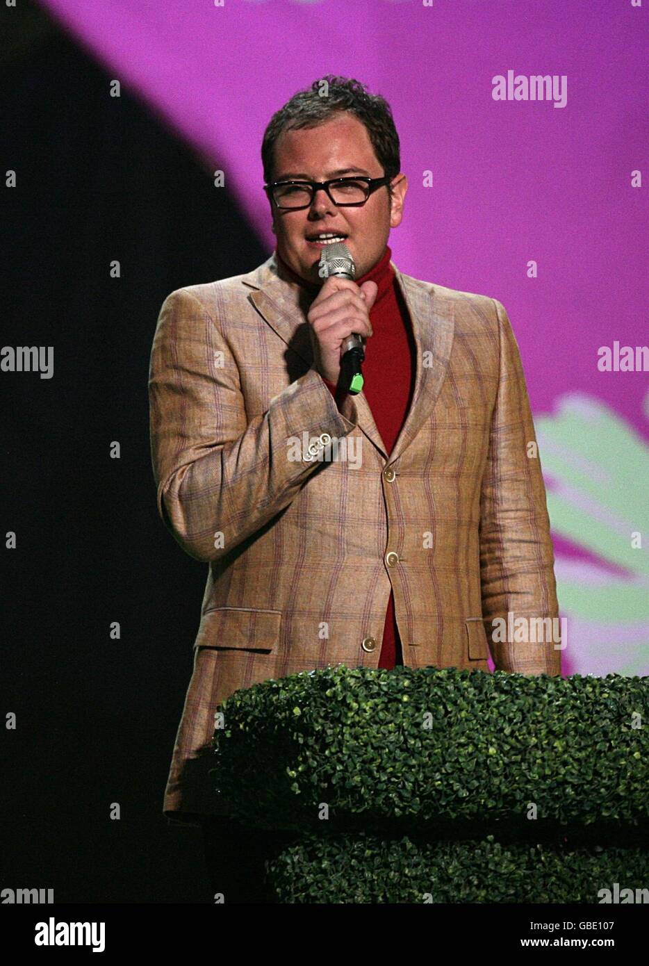 Alan Carr on stage, during the BRIT Awards, at Earls Court, central ...