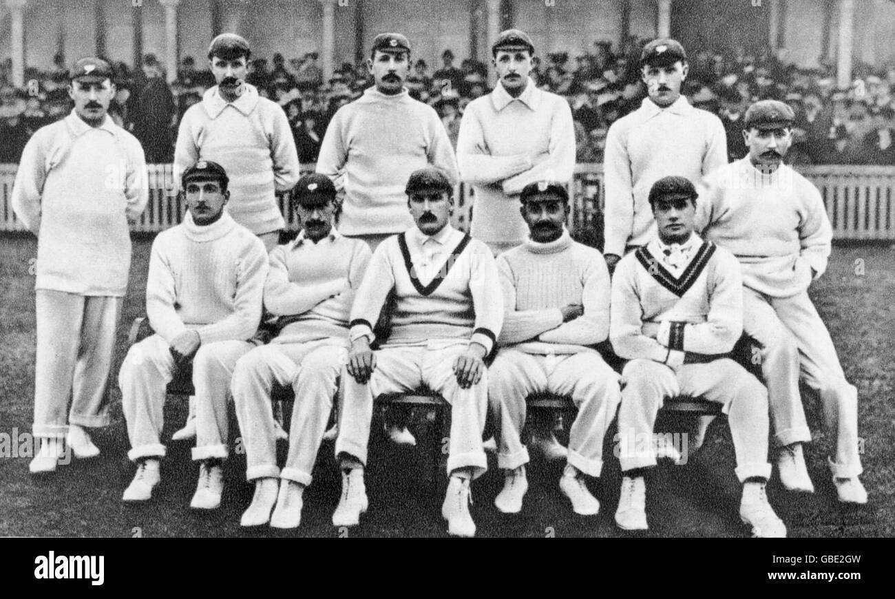 England team group: (back row, l-r) George Hirst, Arthur Lilley, Bill ...