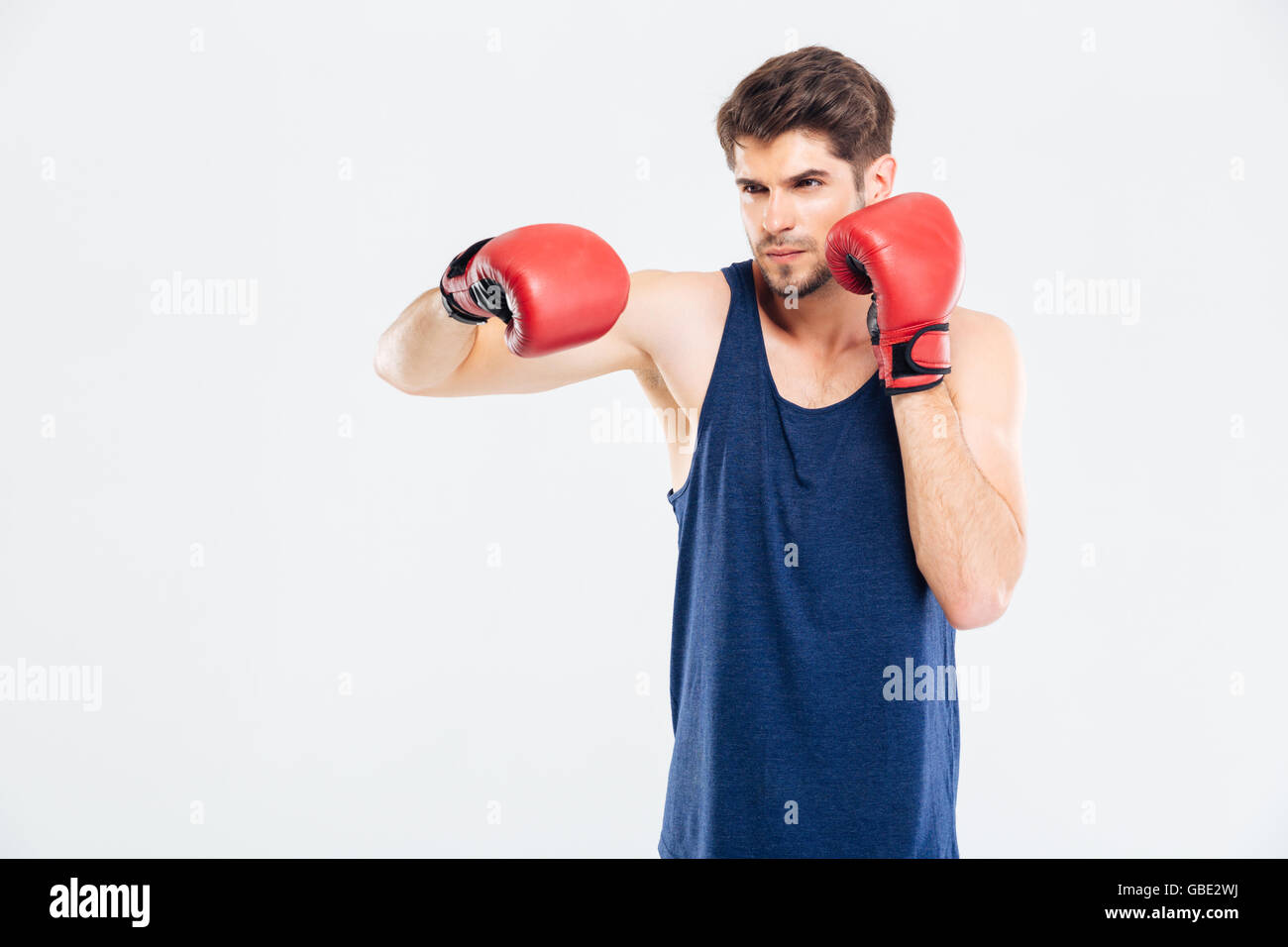 Boxer young man in gloves hi-res stock photography and images - Alamy