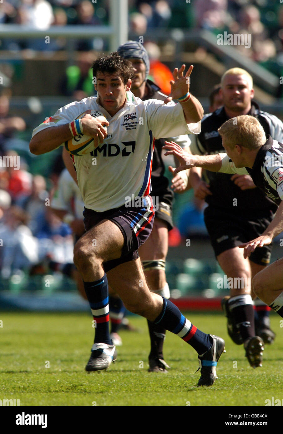 Sale Sharks' Alex Sanderson and Newcastle Falcons' Michael Stephenson ...
