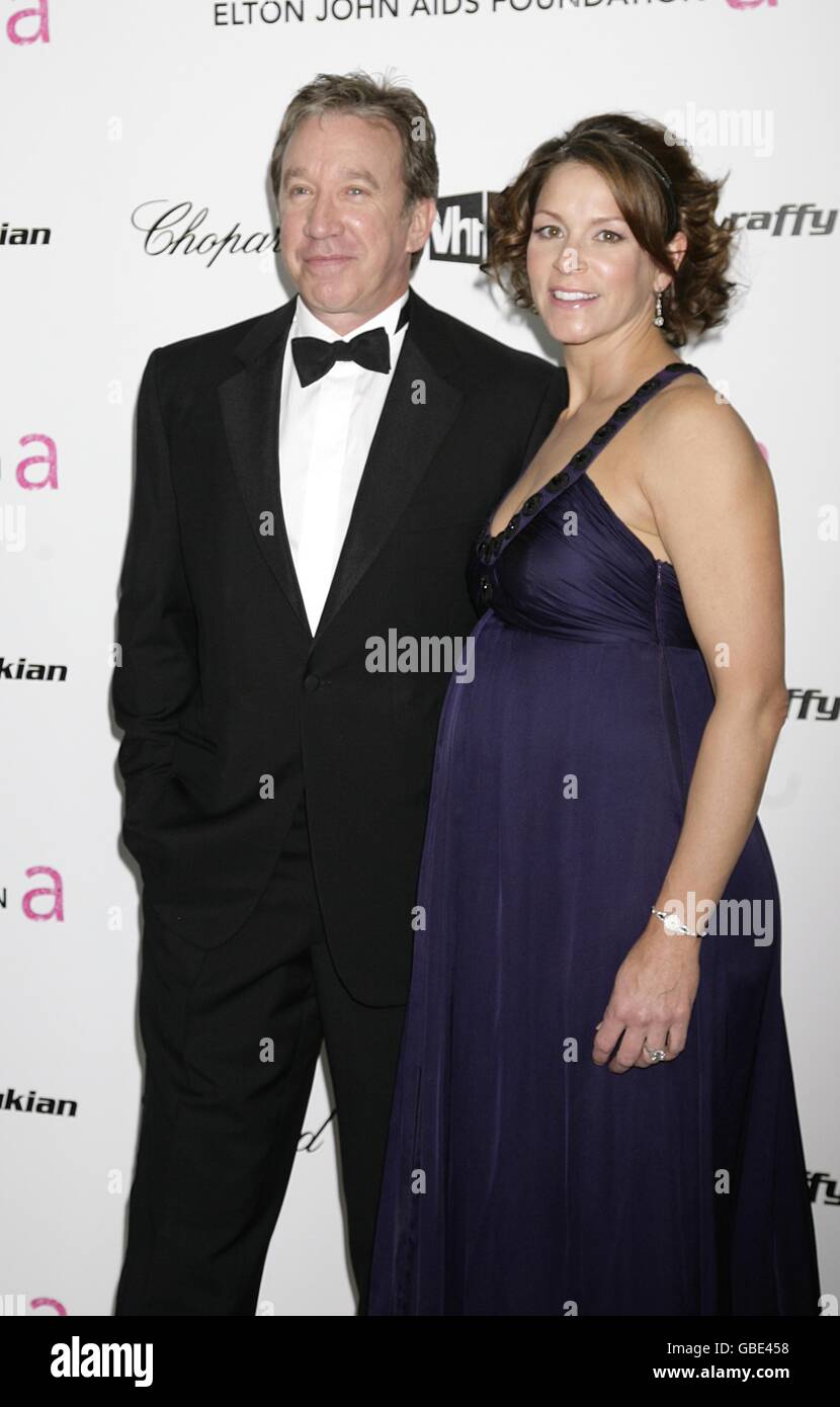 Tim Allen and Jane Hajduk arriving for the 17th annual Elton John AIDS ...