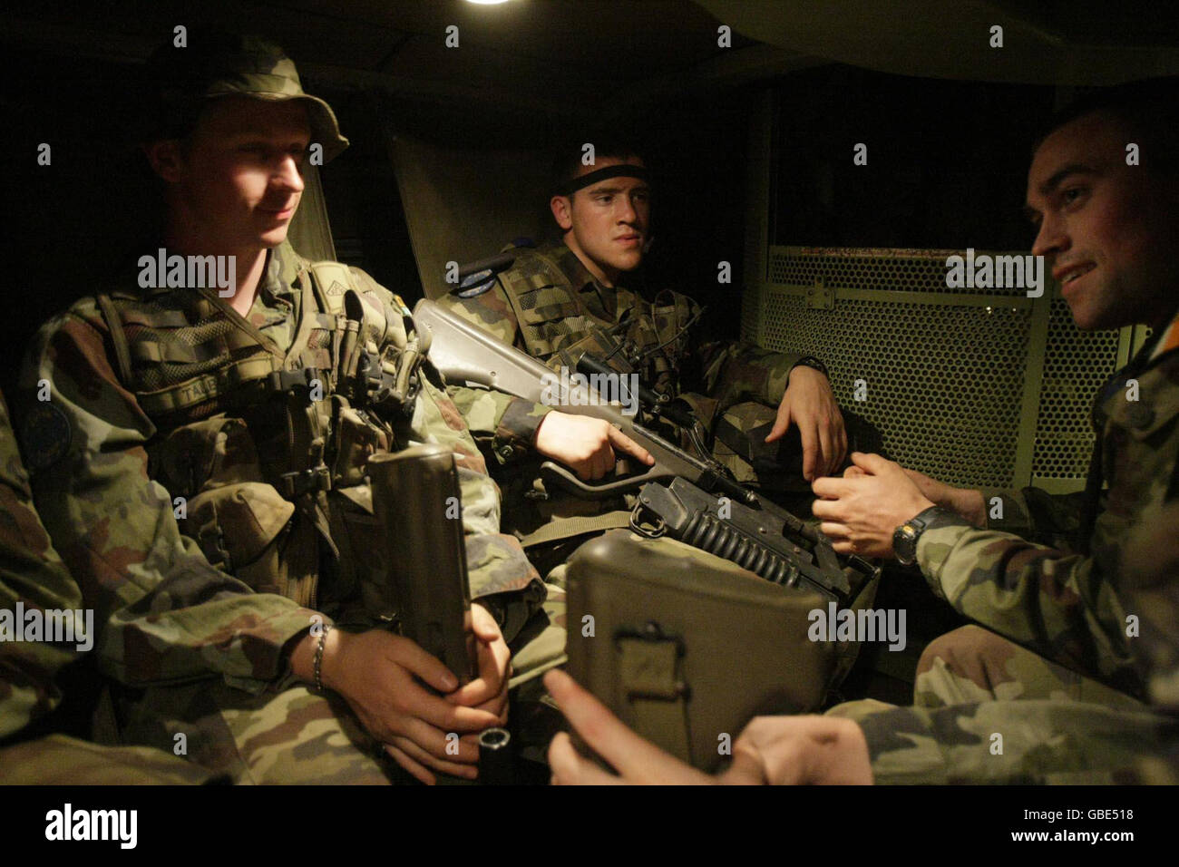 Members of the Irish Defence force 99th Infantry battalion on a night ...