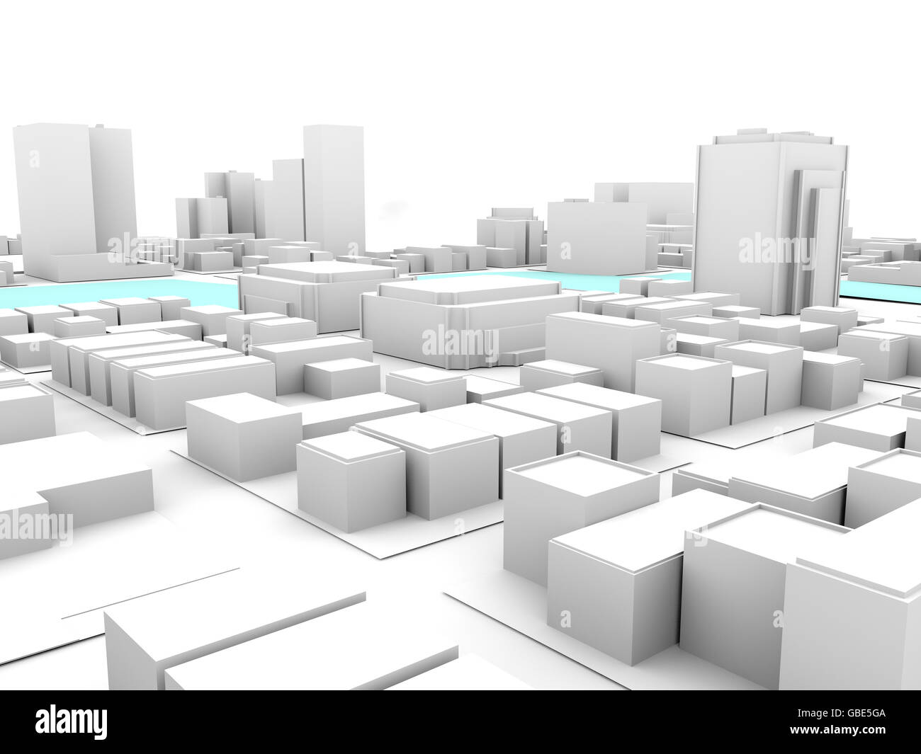 3d rendering of white city downtown Stock Photo - Alamy