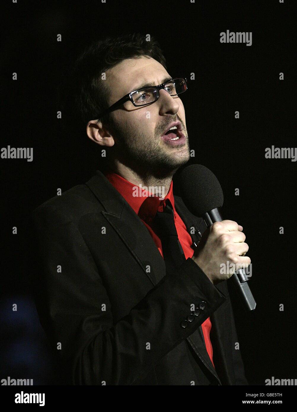 Mark Watson on stage during the Shockwaves NME Awards 2009 at the 02 ...