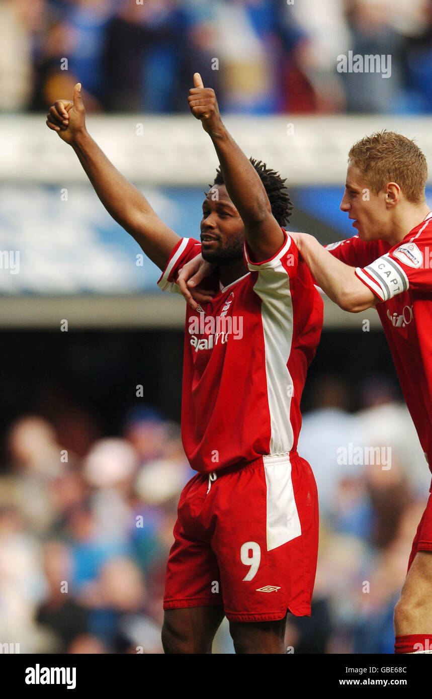 Nottingham Forest's hero David Johnson celebrates at the end Stock ...