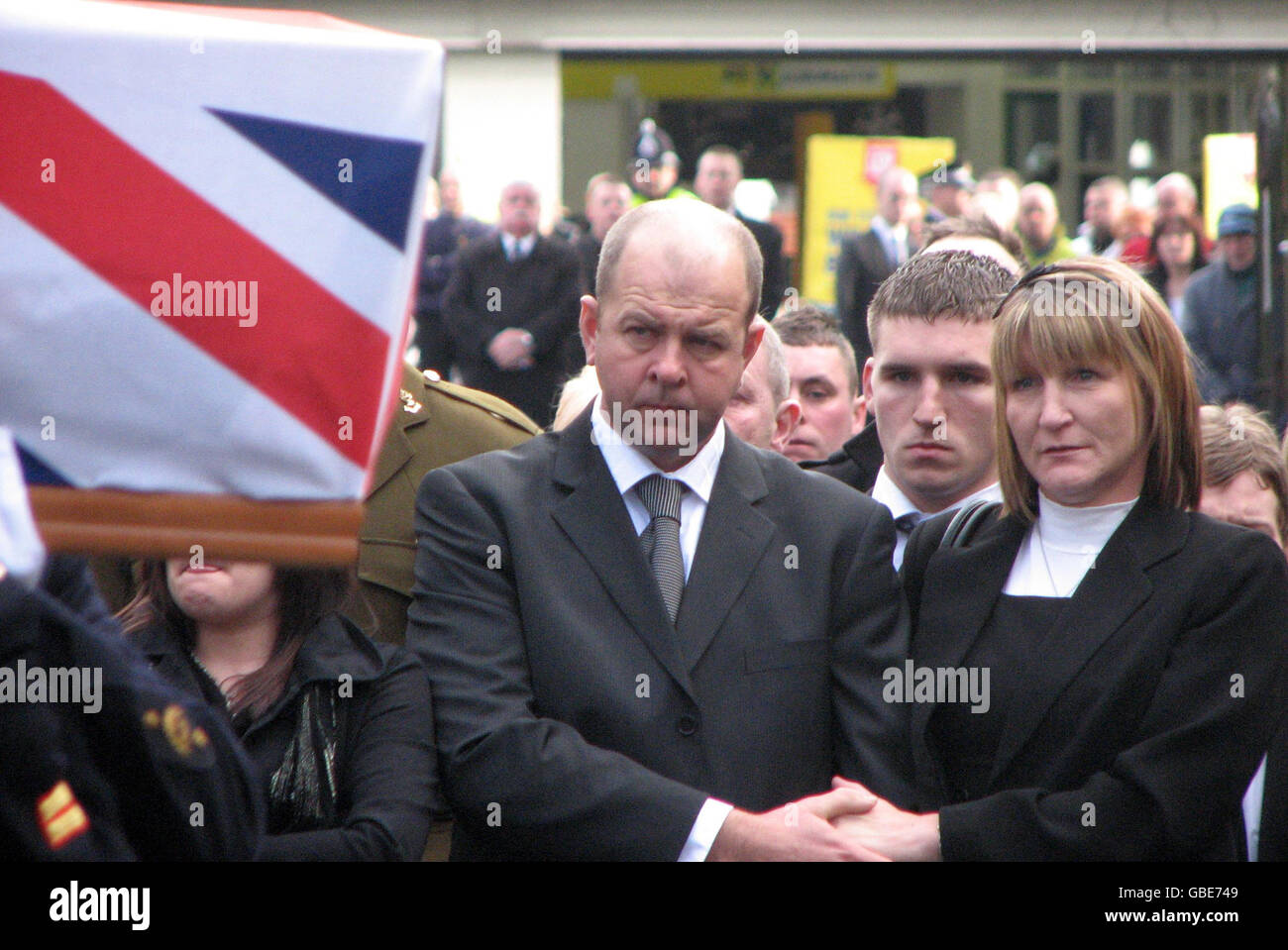 Friends and family watch the coffin of Corporal Danny Winter being ...