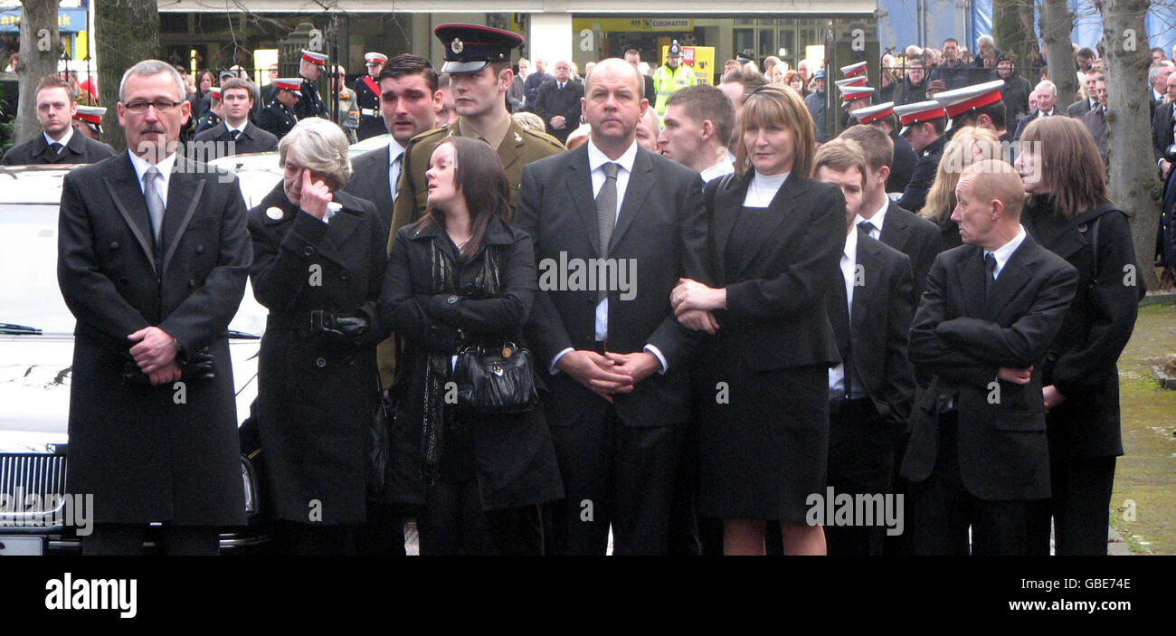Family and friends of Corporal Danny Winter wait for his coffin to pass ...