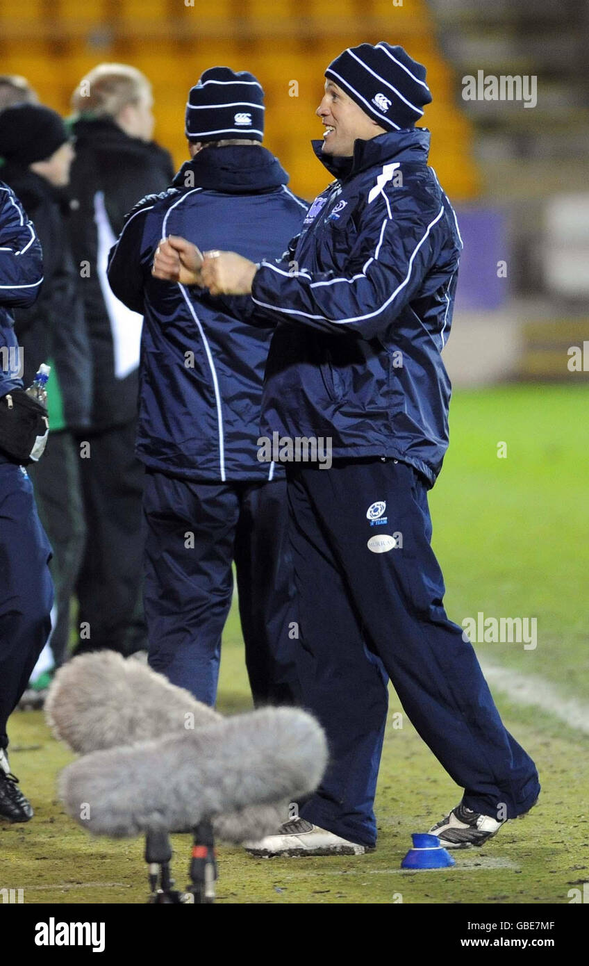 Scotland U20's coach Gary Mercer celebrates after Scotland's win over ...