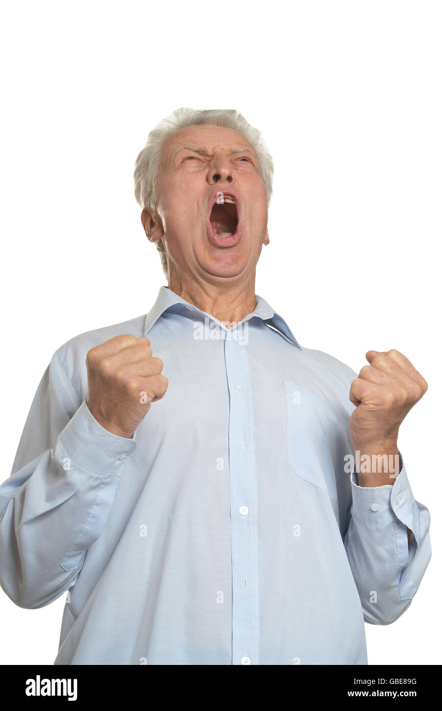Stressed elderly man Stock Photo - Alamy