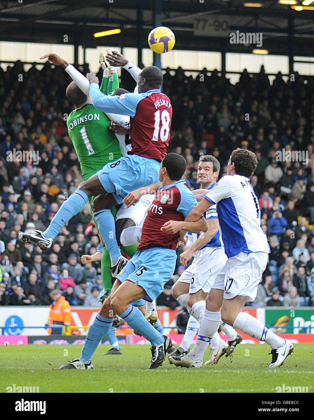 Aston villas emile heskey no 18 has a goal disallowed hi-res stock ...