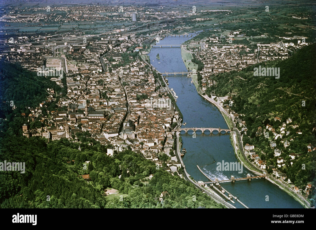 geography / travel, Germany, Heidelberg, city view, aerial photograph ...