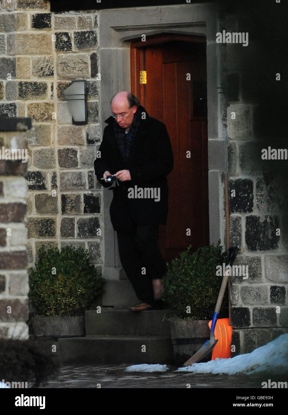 Sir James Crosby leaves his home near Harrogate following his ...