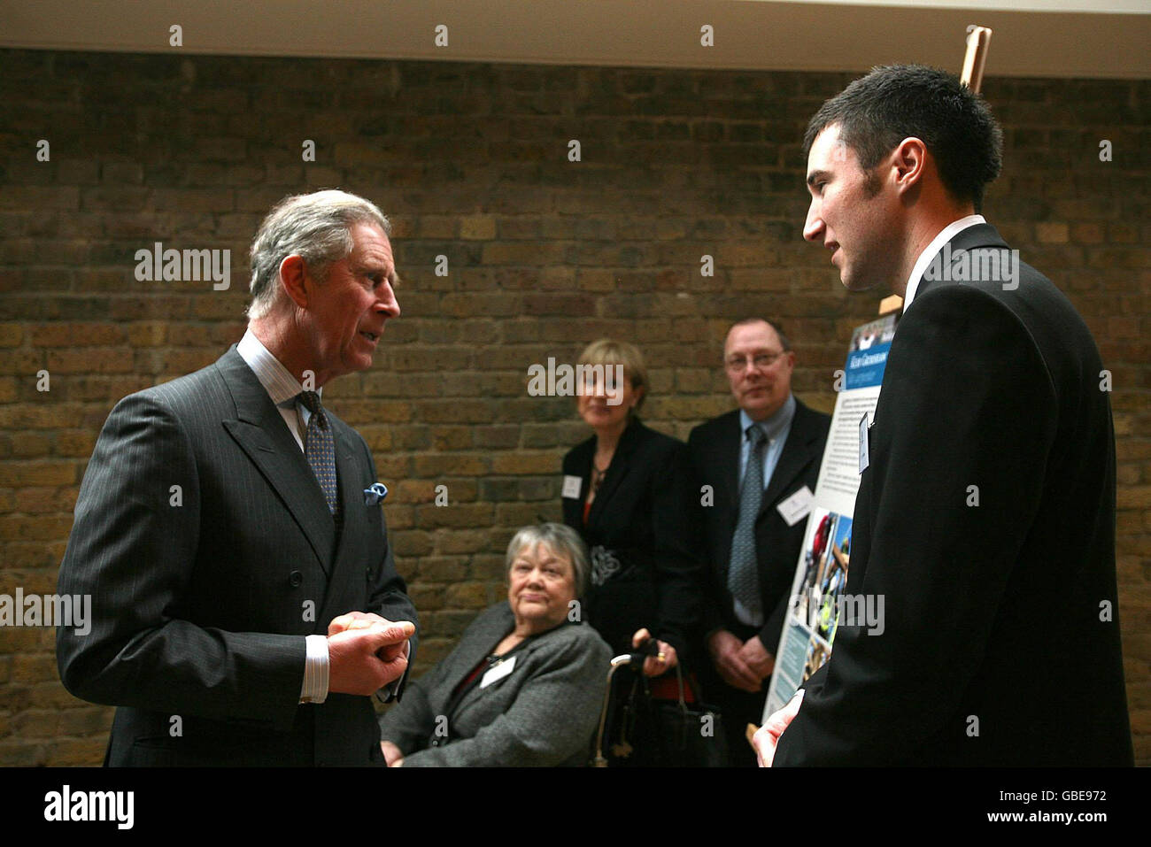 The Prince of Wales talks to apprentice Keir Grimshaw of Leeds, of the ...