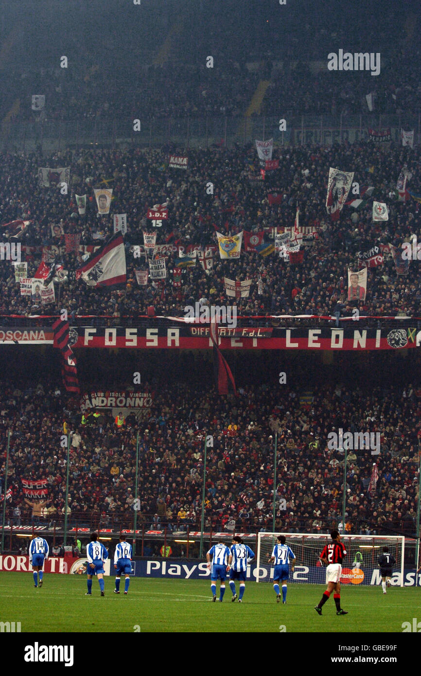 Ac milans fans with banner during the game hi-res stock photography and ...