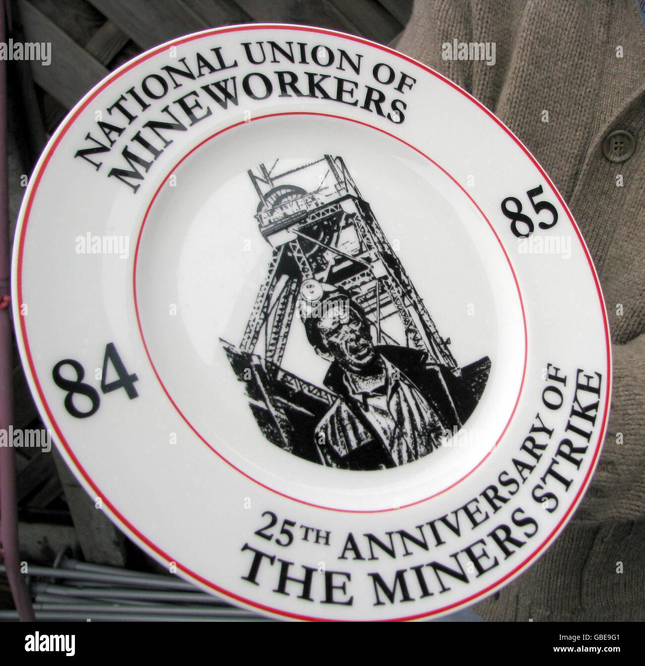 Commemorative plate to mark anniversary of miners strike hi-res stock ...