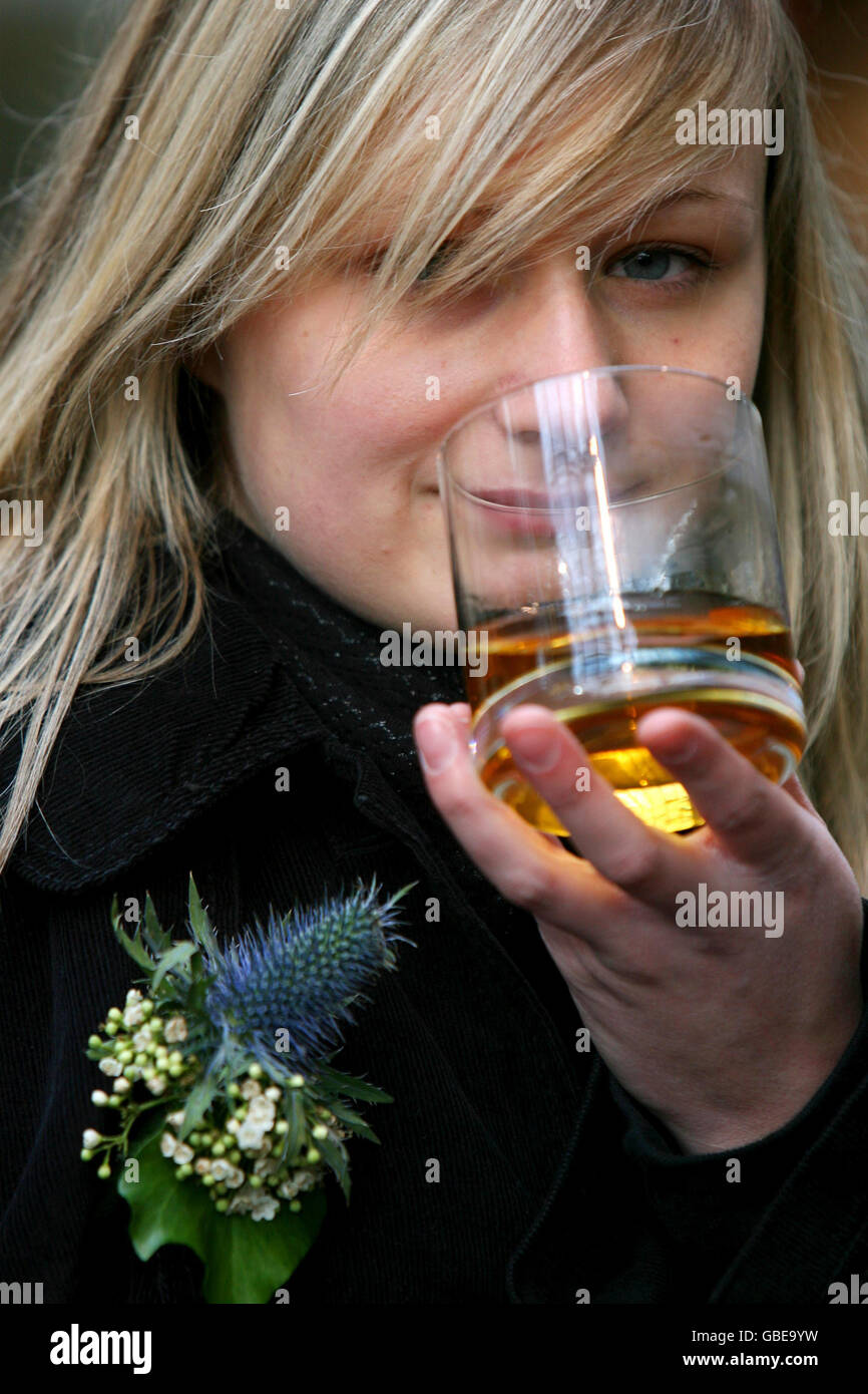 Jemma MacLeod, from Dunoon, Argyll, samples some Scottish whisky in ...