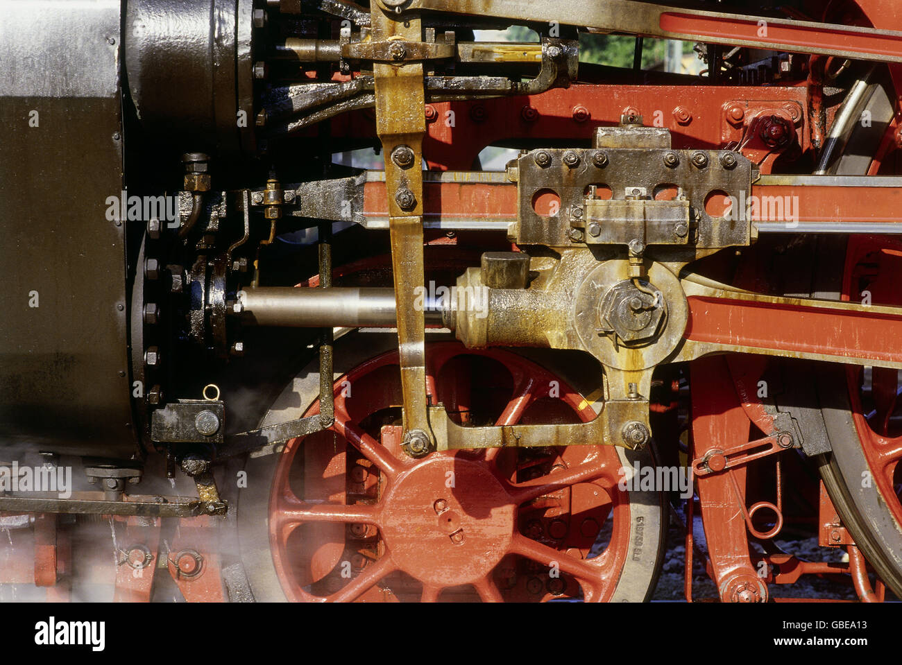 transport / transportation, railway, driving wheel of a steam ...