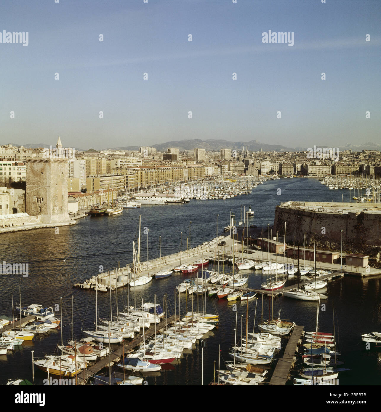 geography / travel, France, Marseille, city view over Fort Saint ...