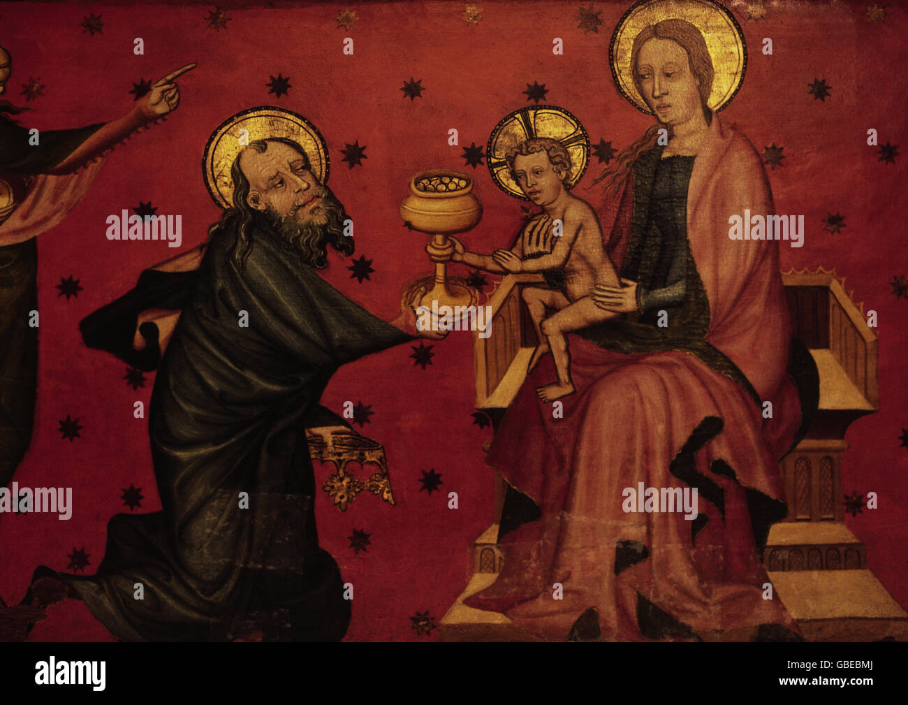 fine arts, sacred art, Mary, St. Anna Altar, 1376, detail: praying at ...