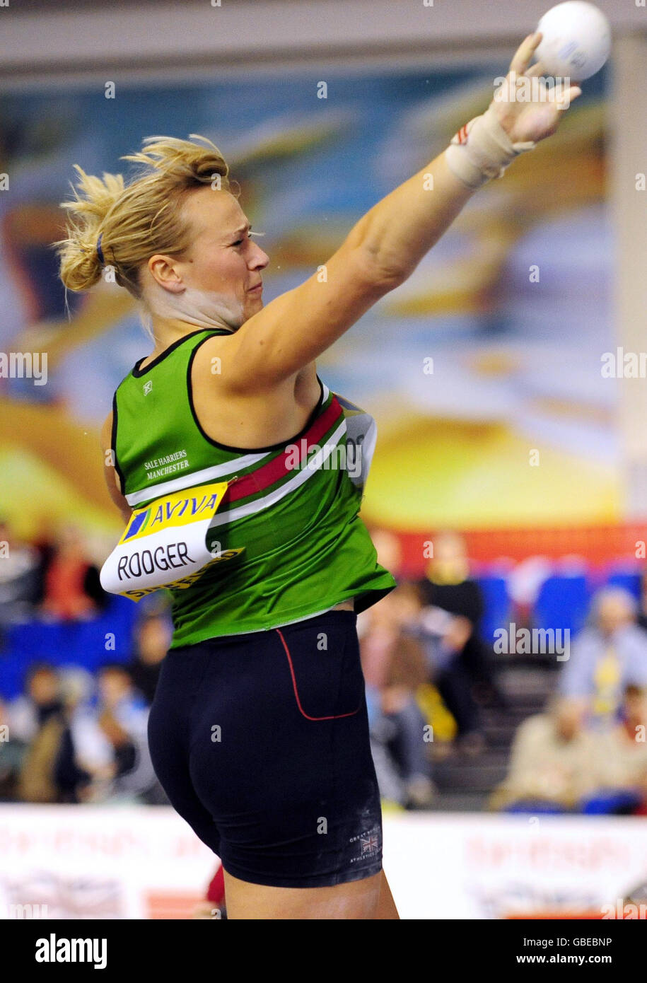 Alison Rodger on her way to winning the Women's Shot Put during Aviva ...
