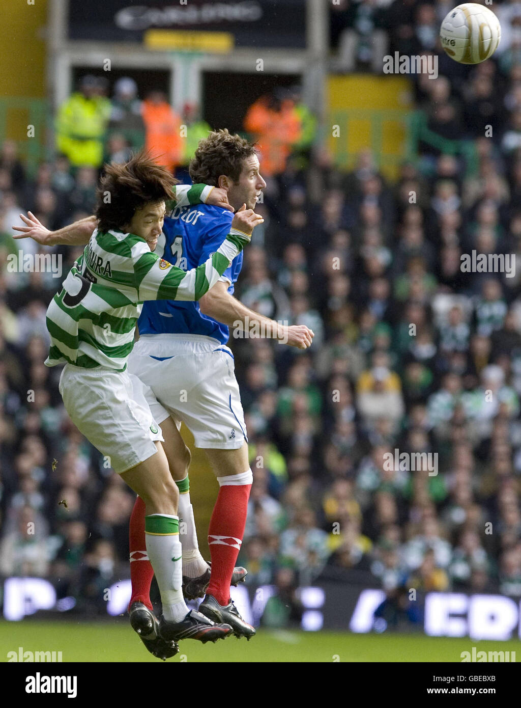 Celtic's Shunsuke Nakamura battles with Rangers' Kirk Broadfoot (right ...