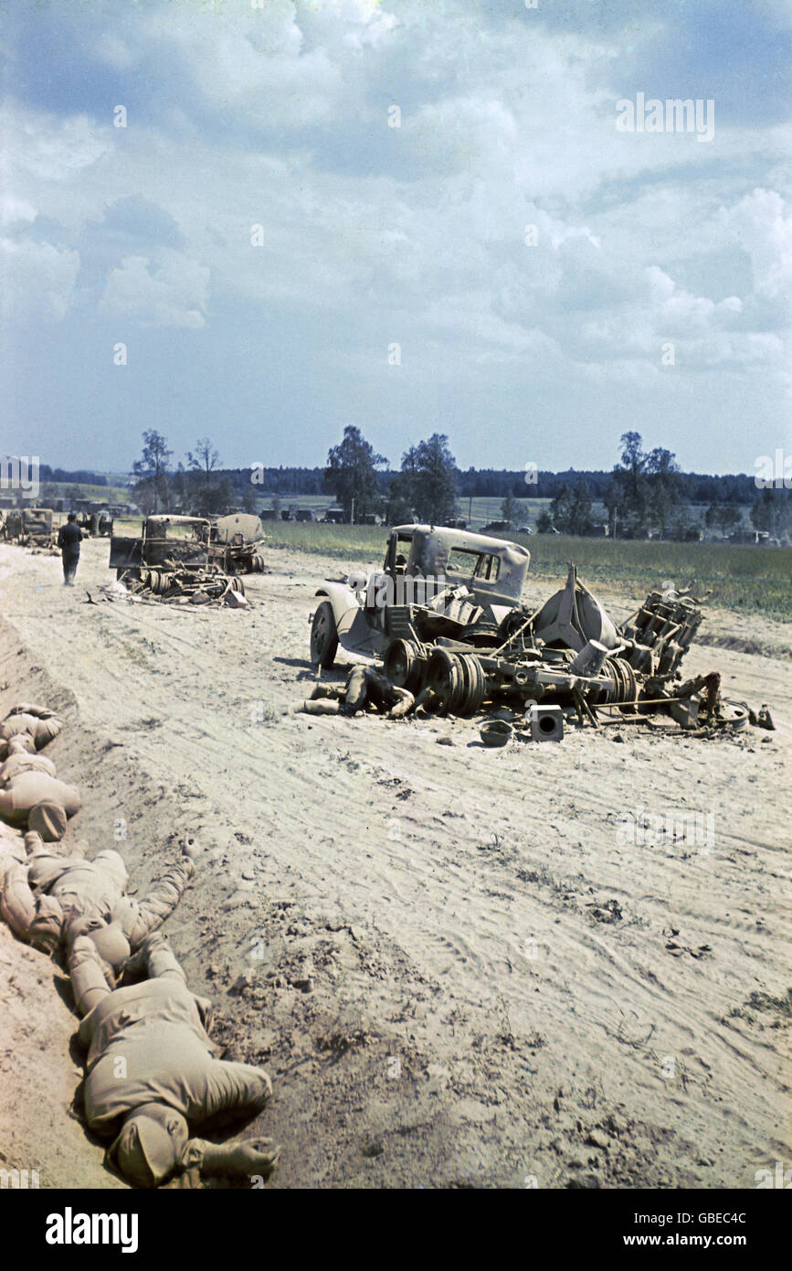 events, Second World War / WWII, Russia 1941, Soviet column after ...