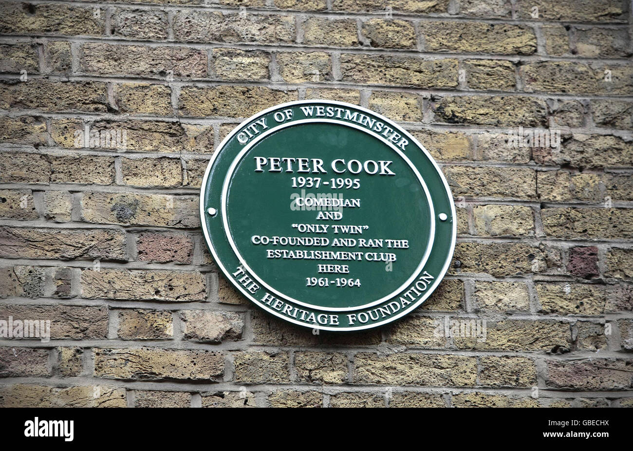 Peter Cook Green Plaque Stock Photo - Alamy