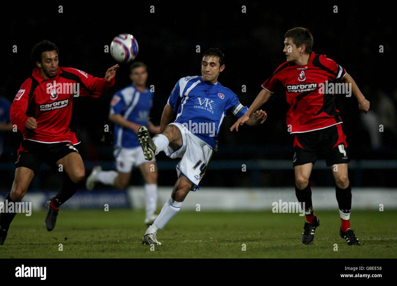 Chesterfield's Jack Lester flicks the ball past Bournemouth's Shaun ...