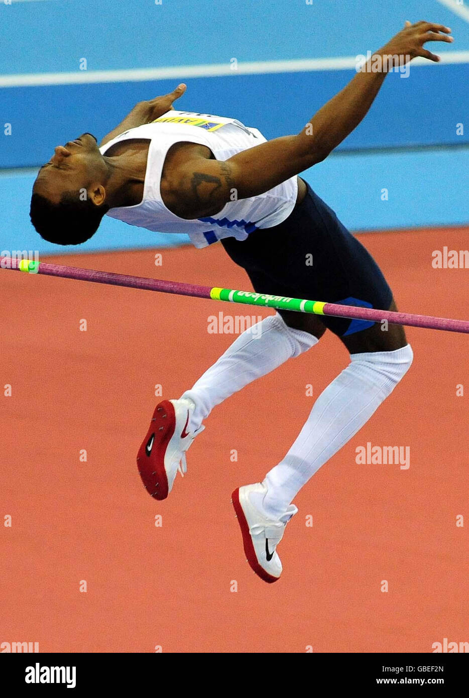 Great Britain's Samson Oni during the Men's High Jump during the AVIVA ...