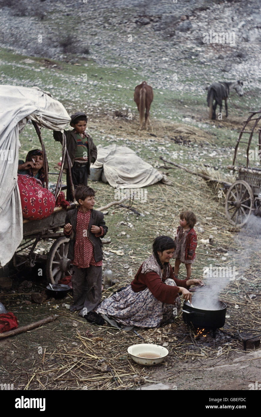 geography / travel, Yugoslavia, people, gipsy family, 1950s, Additional ...
