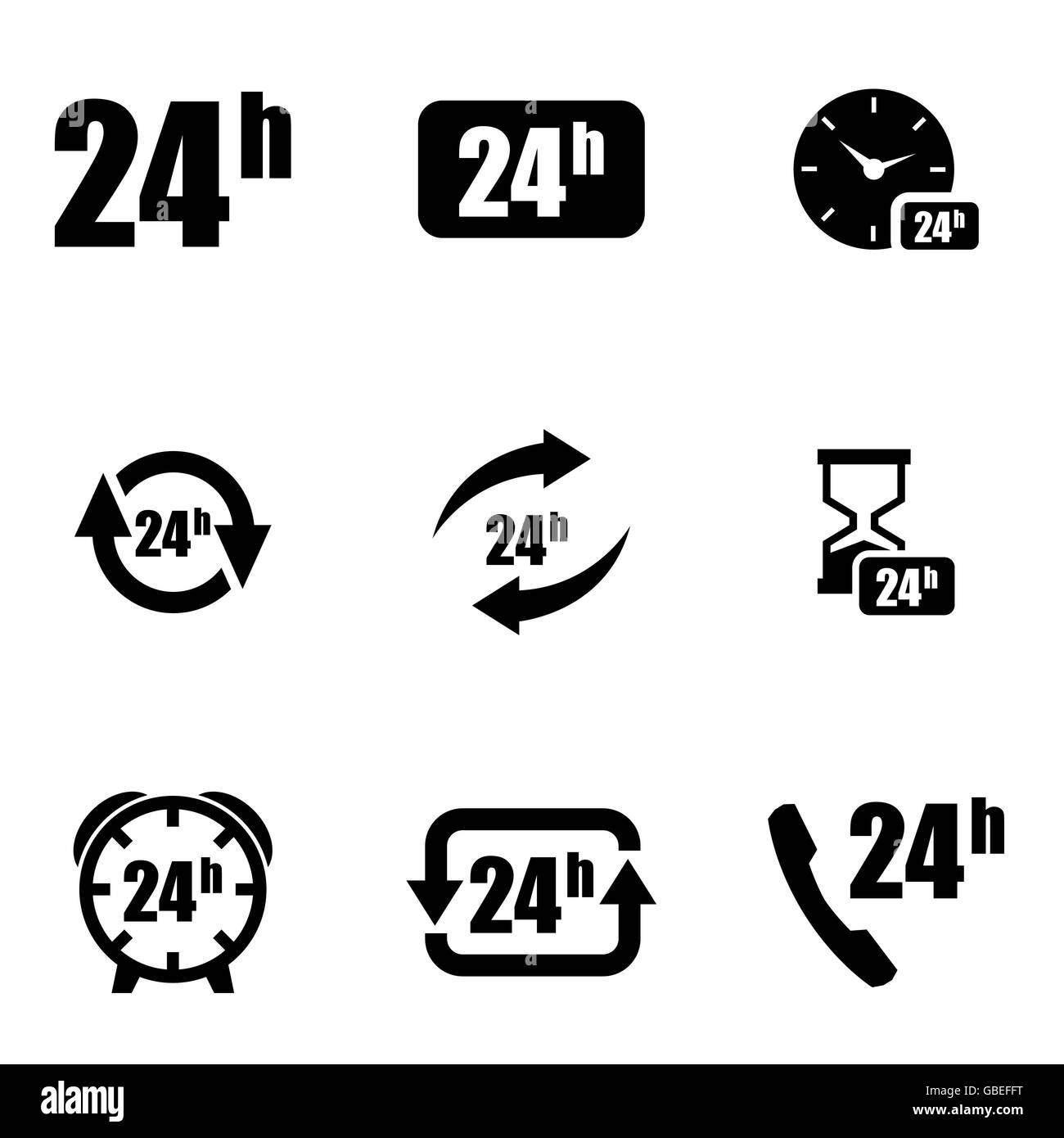 Vector black 24 hours icon set Stock Vector Image & Art - Alamy