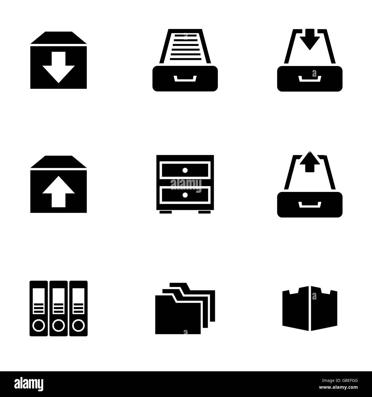 Vector black archive icon set Stock Vector Image & Art - Alamy