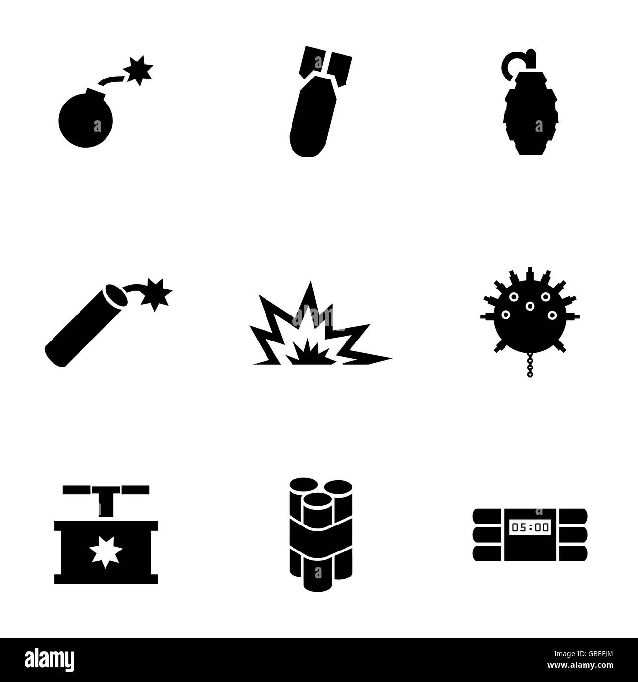 Vector black bomb icon set Stock Vector Image & Art - Alamy