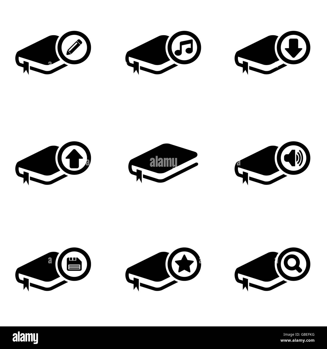 Vector black book icon set Stock Vector Image & Art - Alamy