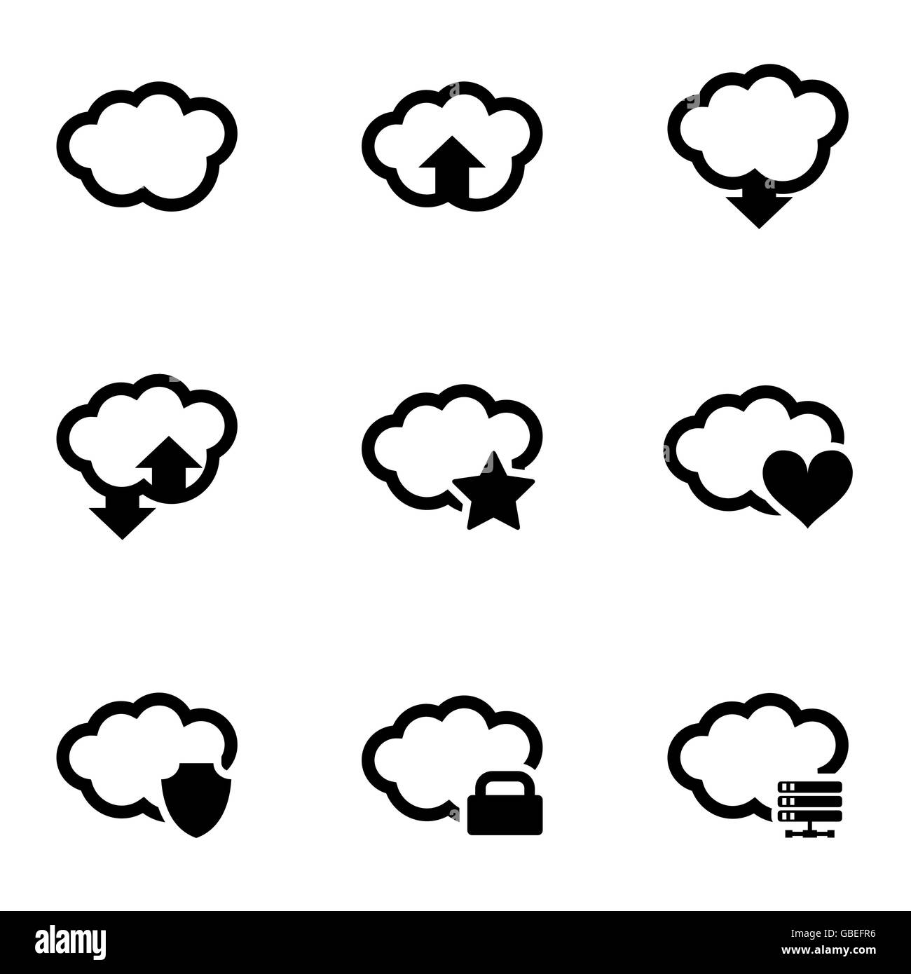 Vector black cloud icon set Stock Vector Image & Art - Alamy