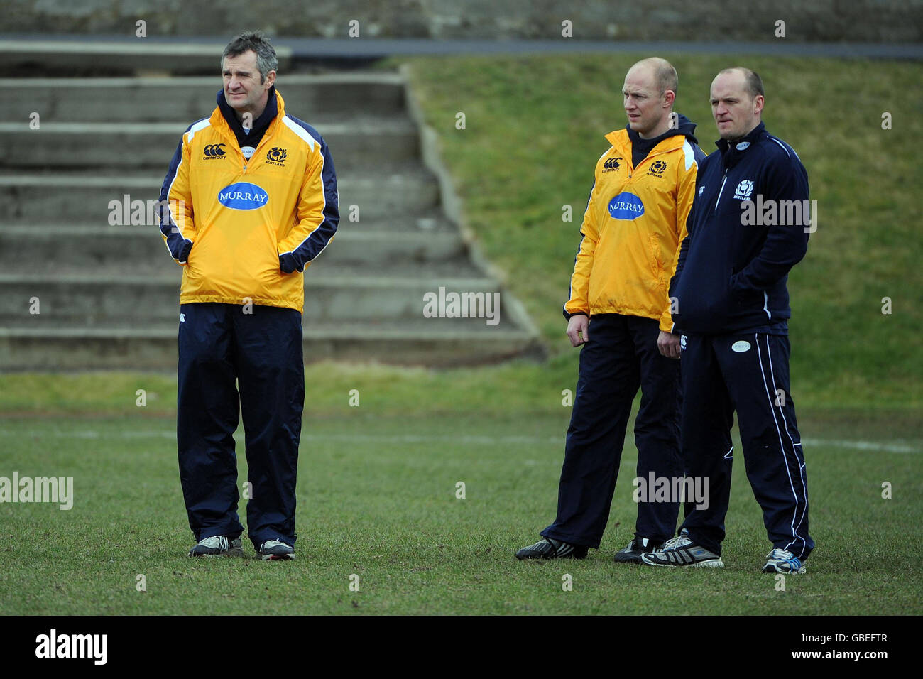 Scotland coach Frank Hadden (left) watches his players during the ...
