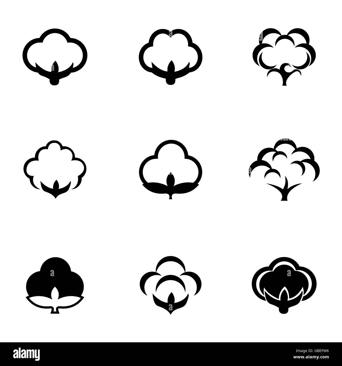 Vector black cotton icon set Stock Vector Image & Art - Alamy