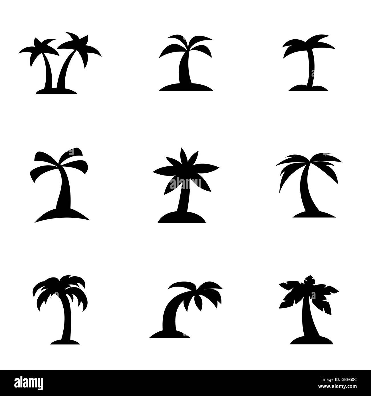 Vector black palm icon set Stock Vector Image & Art - Alamy
