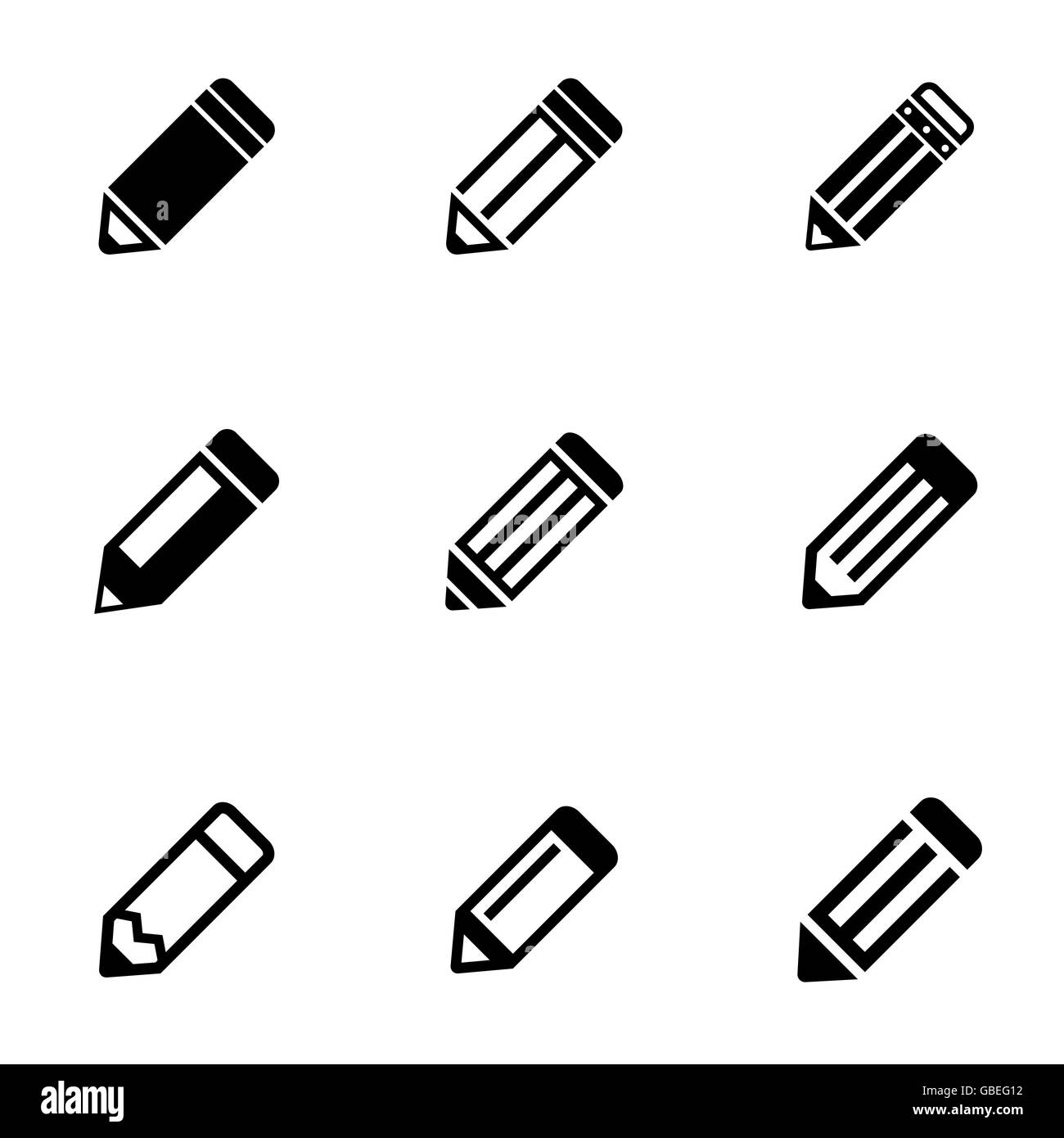 Vector black pencil icon set Stock Vector Image & Art - Alamy