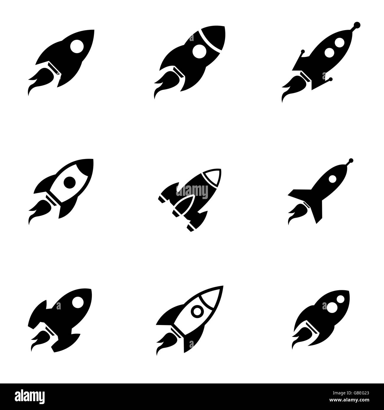 Vector black rocket icon set Stock Vector Image & Art - Alamy