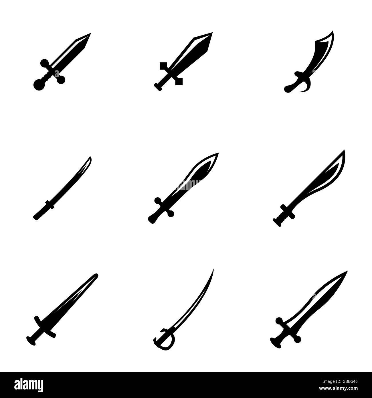 Vector black sword icon set Stock Vector Image & Art - Alamy