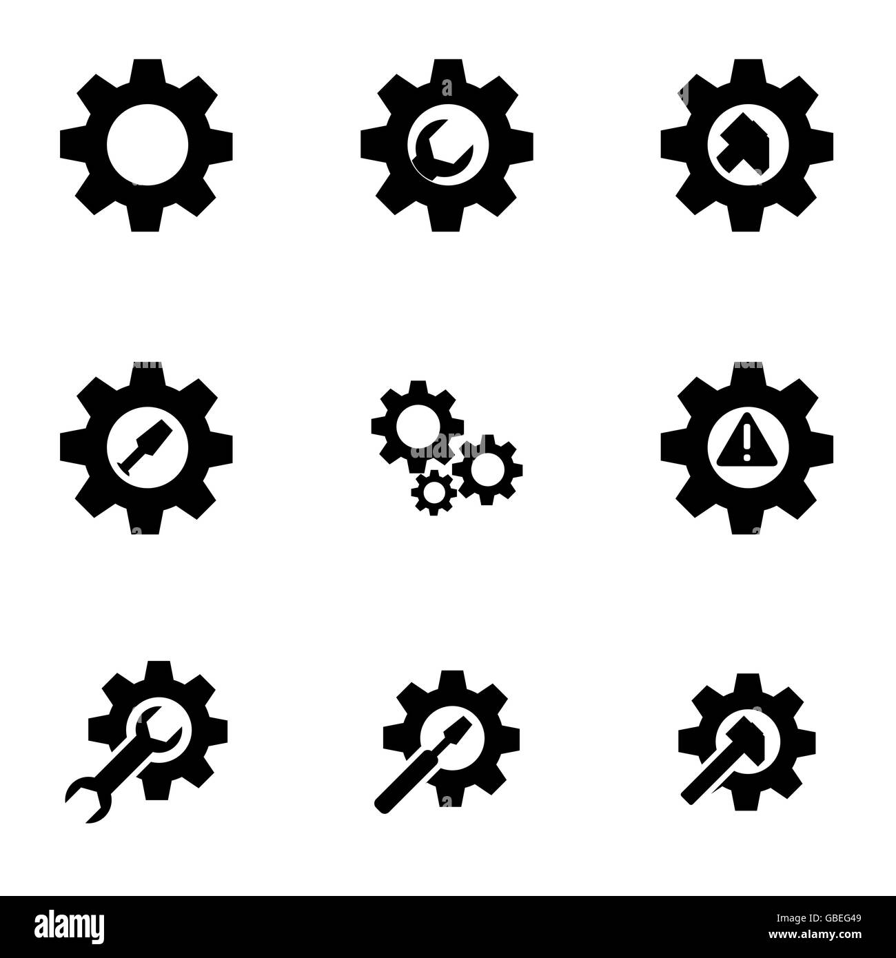 Gears in black design Cut Out Stock Images & Pictures - Alamy