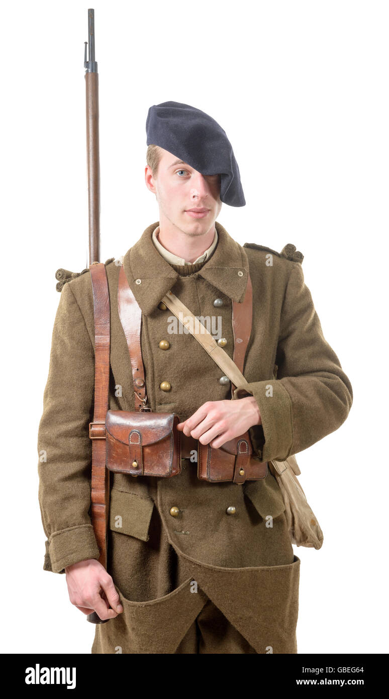 a 40s french soldier, front view, isolated on a white background Stock ...