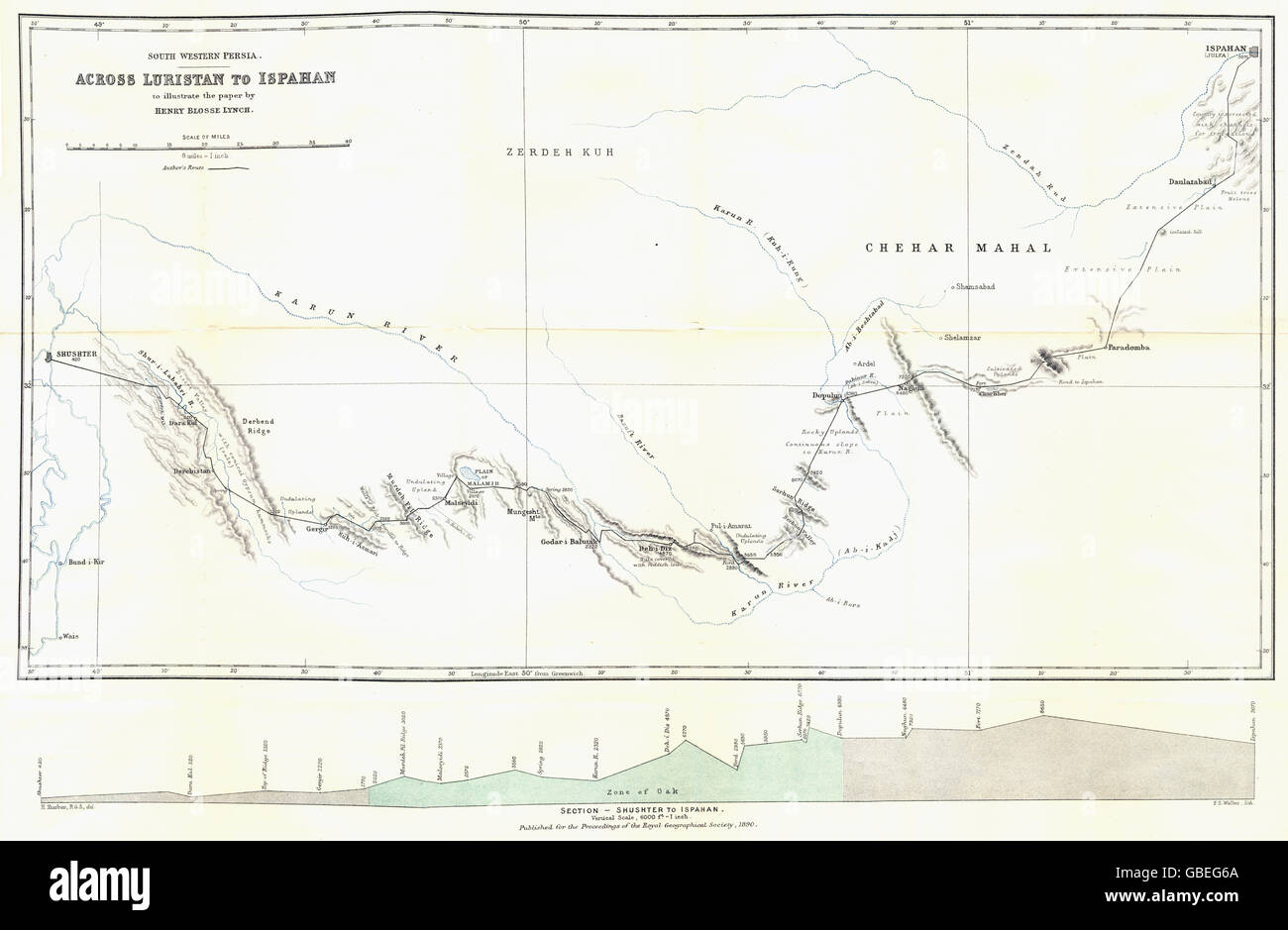 SW PERSIA (IRAN) : Luristan. Shush to Ispafan. Khuzestan. Lynch. RGS ...