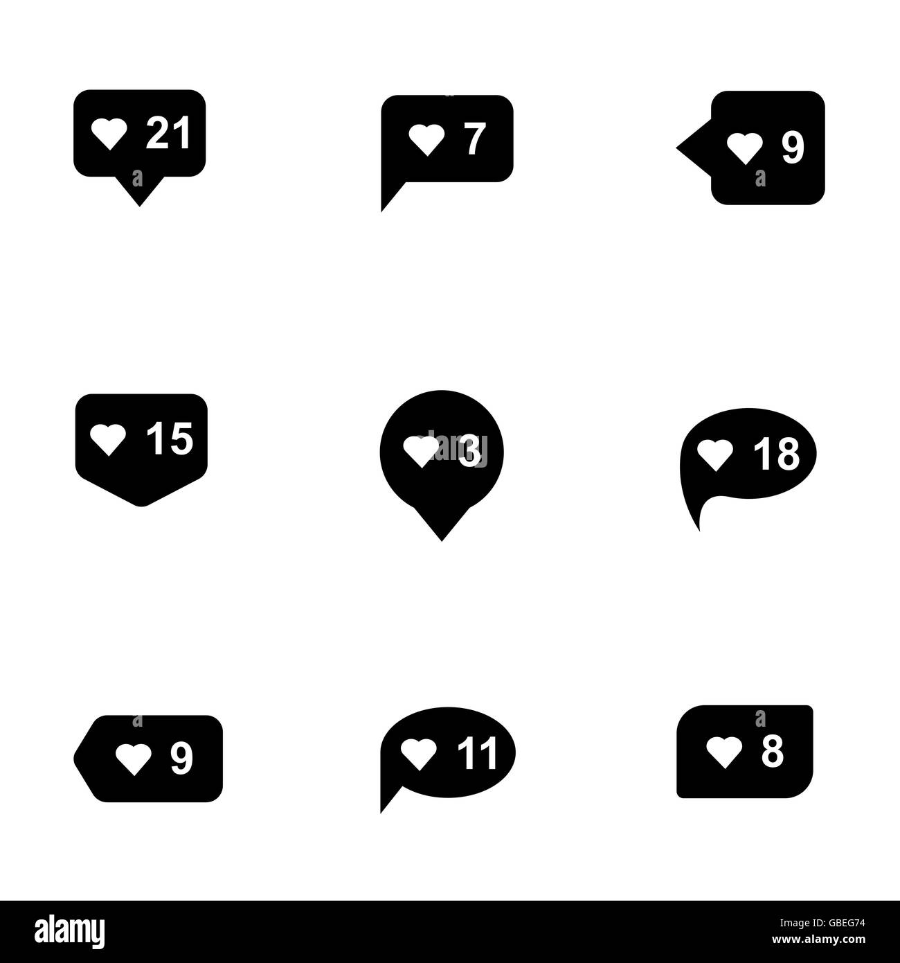 Like heart icon notification media Black and White Stock Photos ...