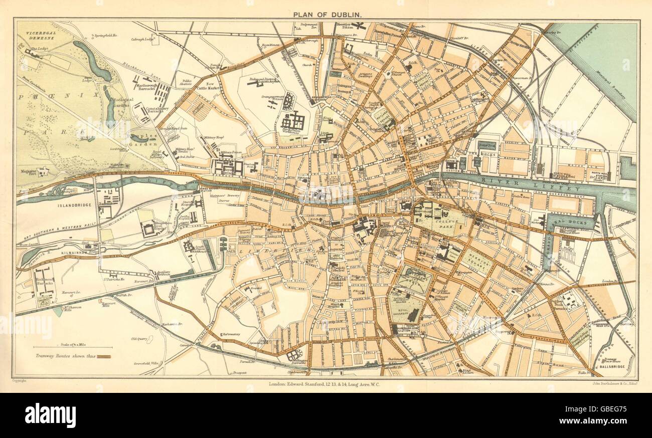 Dublin Map 1900 Old Dublin Map Hi Res Stock Photography And Images